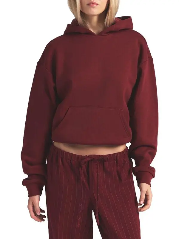 SKIMS Cotton Fleece Blend Classic Hoodie - Merlot