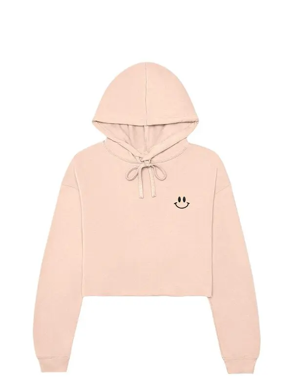 DALIX Smile Face Cropped Hoodie - Peach