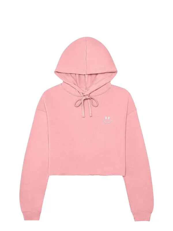 DALIX Smile Face Cropped Hoodie - Pink