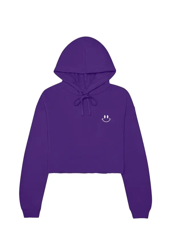 DALIX Smile Face Cropped Hoodie - Team Purple