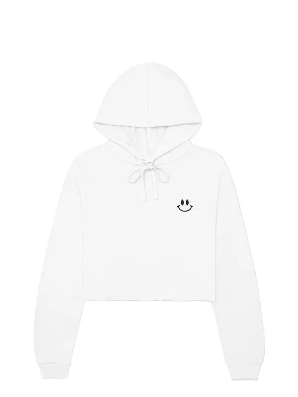 DALIX Smile Face Cropped Hoodie - White