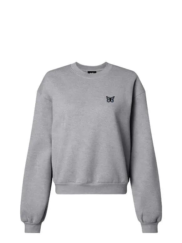 DALIX Butterfly Relaxed Sweatshirt - Heather Gray