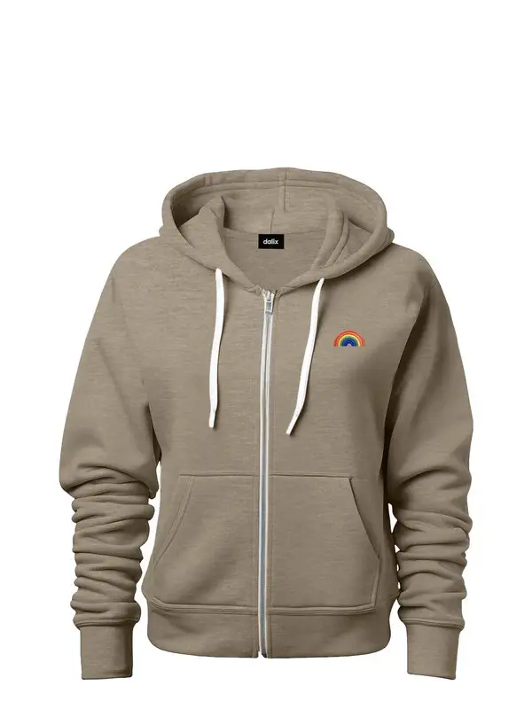 DALIX Rainbow Zip Hoodie - Heather Stone