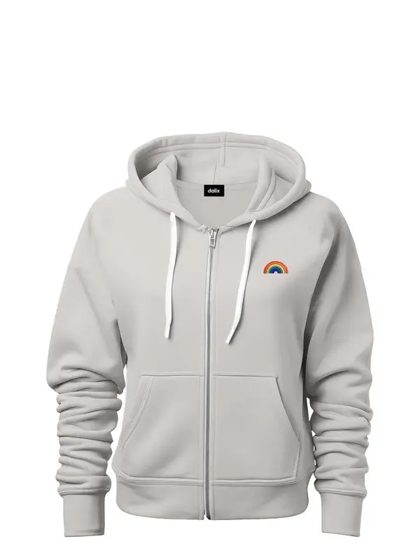 DALIX Rainbow Zip Hoodie - Silver