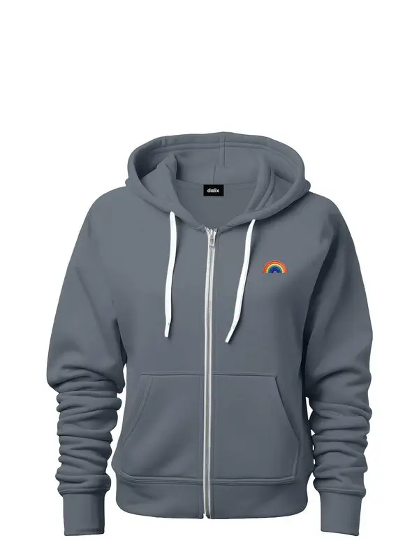 DALIX Rainbow Zip Hoodie - Steel Blue