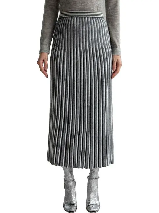 SSKEIN Adeline Pleated Skirt - Grey Ivory