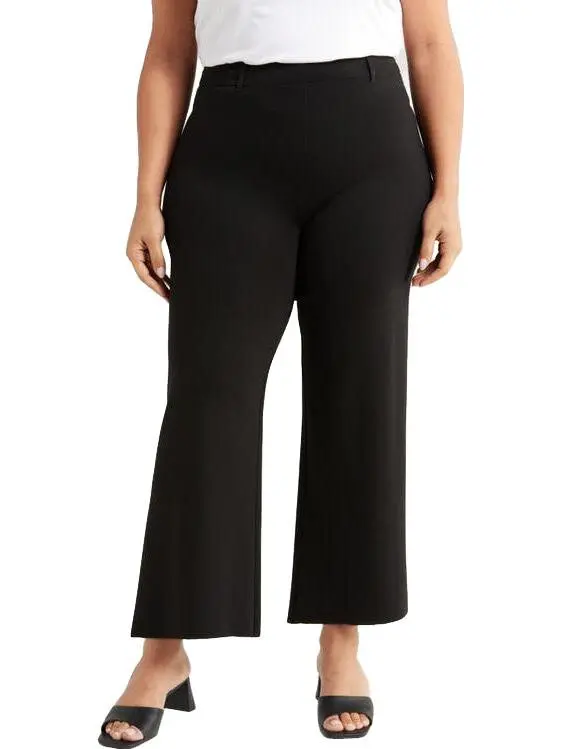 Lyssé High Waist Wide Leg Ponte Ankle Pants - Black