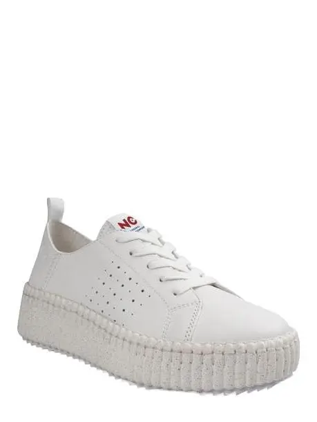 NATIONAL COMFORT Leather Platform Sneakers - Off White Leather