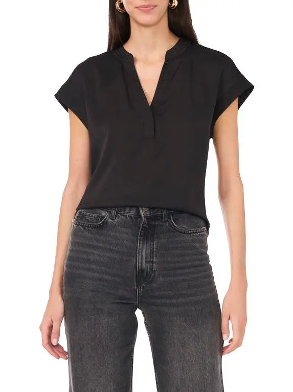 Vince Camuto Trapunto Collar Top - Rich Black