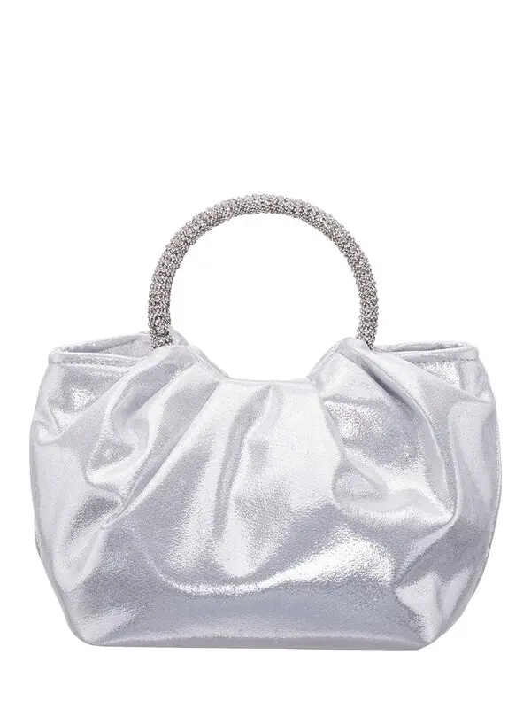 Nina Crystal-embellished Top Handle Clutch - Silver