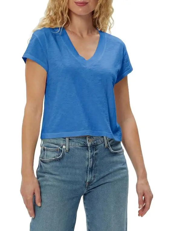 Michael Stars Harlan Cotton V-neck T-shirt - Blue Ribbon