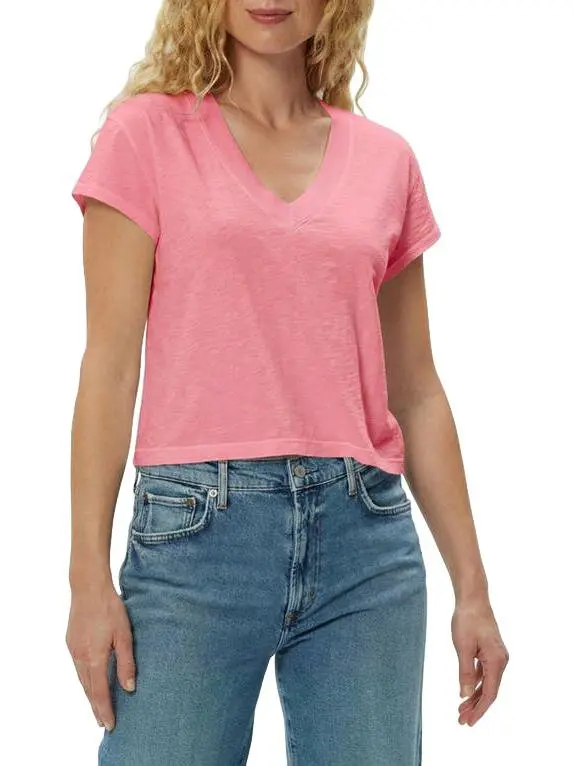 Michael Stars Harlan Cotton V-neck T-shirt - Dragon Fruit