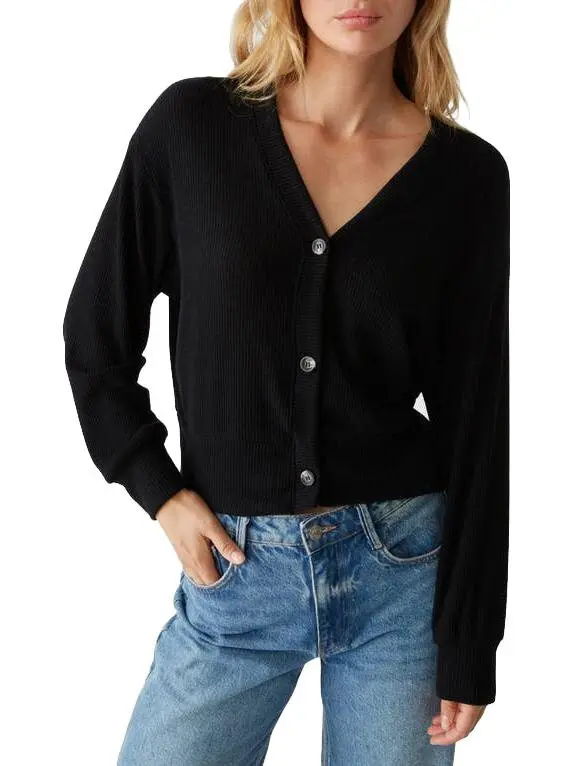 Michael Stars Ilsa Rib Knit Cardigan - Black