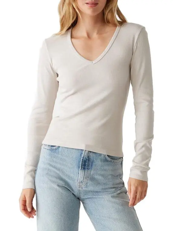 Michael Stars Remi V-neck Rib Top - Cement