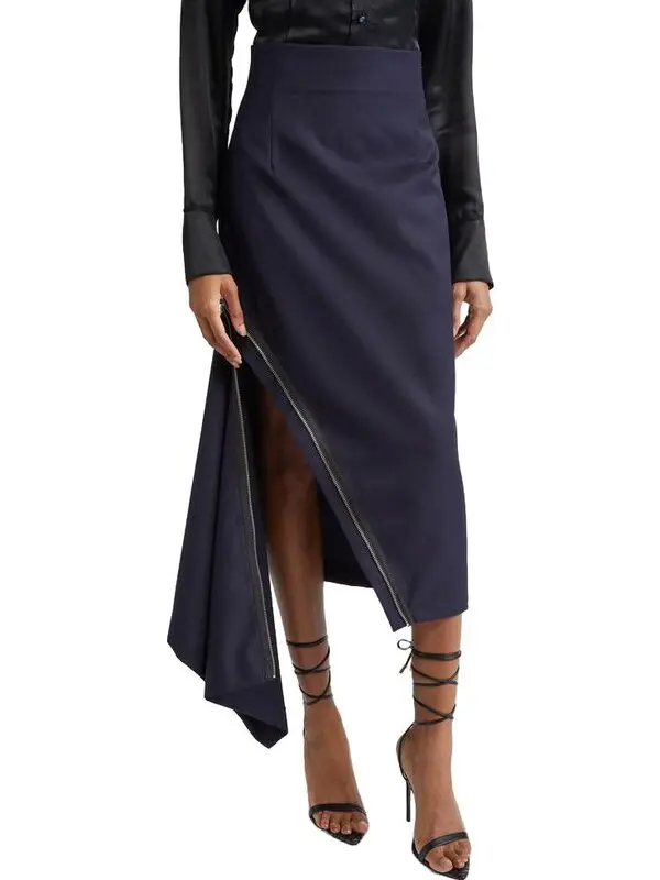 Monse Double Zipper Midi Skirt - Navy