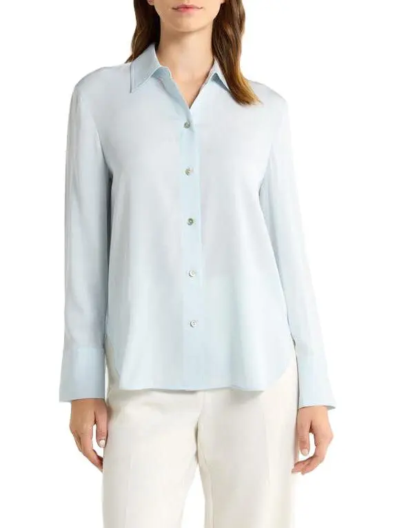 Vince Stretch Silk Button-up Shirt - Glacier