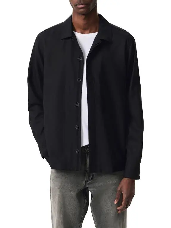 Rag & Bone Hyde Wool Blend Piqué Button-up Shirt Jacket - Black