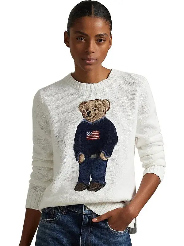 Ralph Lauren Polo Bear Crewneck Sweater - Deckwash White Multi