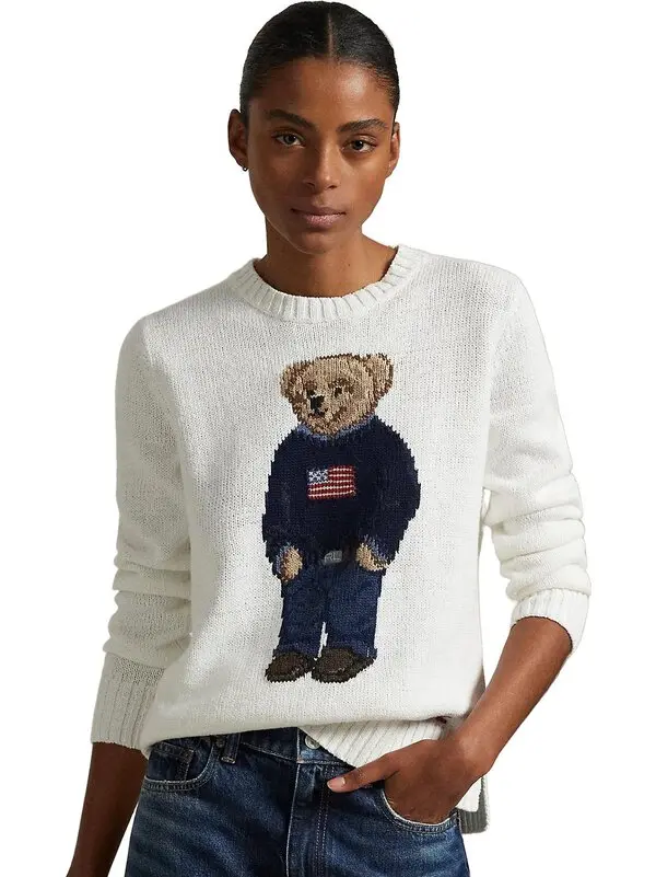 Ralph Lauren Polo Bear Crewneck Sweater - Deckwash White Multi
