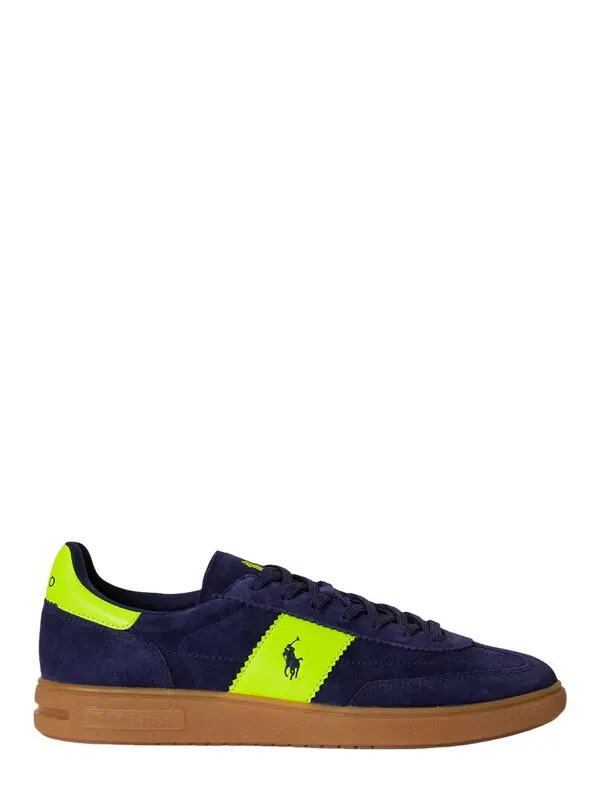 Ralph Lauren Bedford Suede Sneaker - Navy/safety Yellow