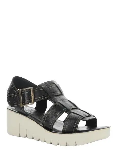 Fly London Yudd Platform Wedge Sandals - Black