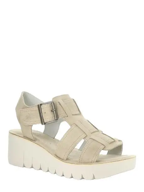 Fly London Yudd Platform Wedge Sandals - Taupe