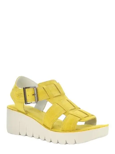 Fly London Yudd Platform Wedge Sandals - Yellow
