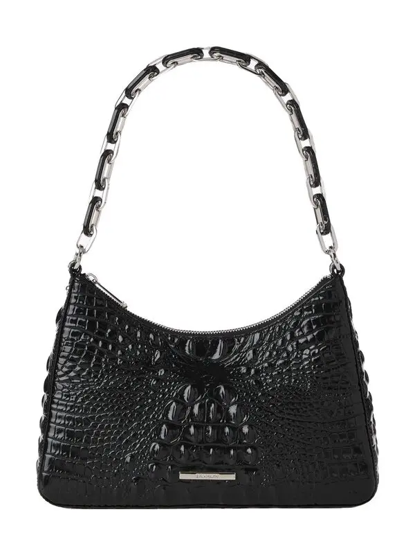 Brahmin Mod Esme Croc Embossed Leather Shoulder Bag - Black