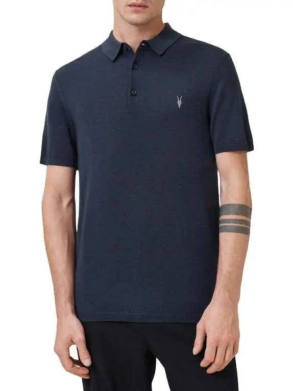 ALLSAINTS Mode Merino Wool Polo - Navy Blue