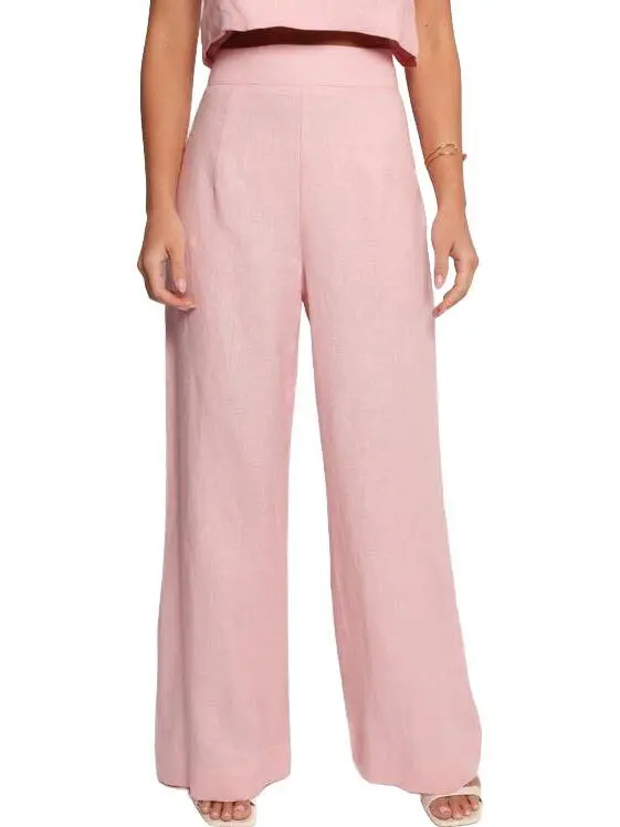 PETAL & PUP Devlin Wide Leg Linen Pants - Blush