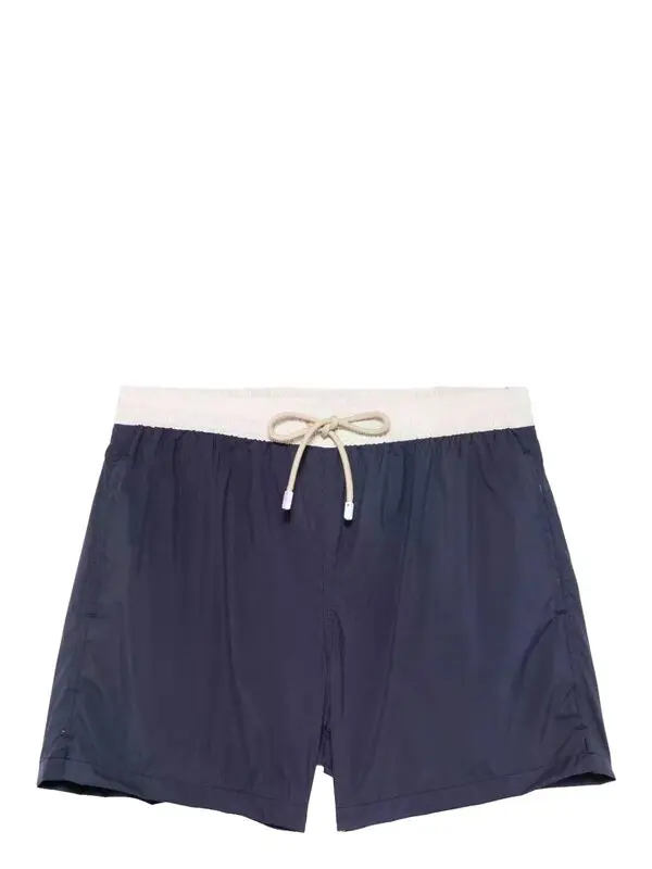 Fedeli Contrast-trim Swim Shorts - Blue