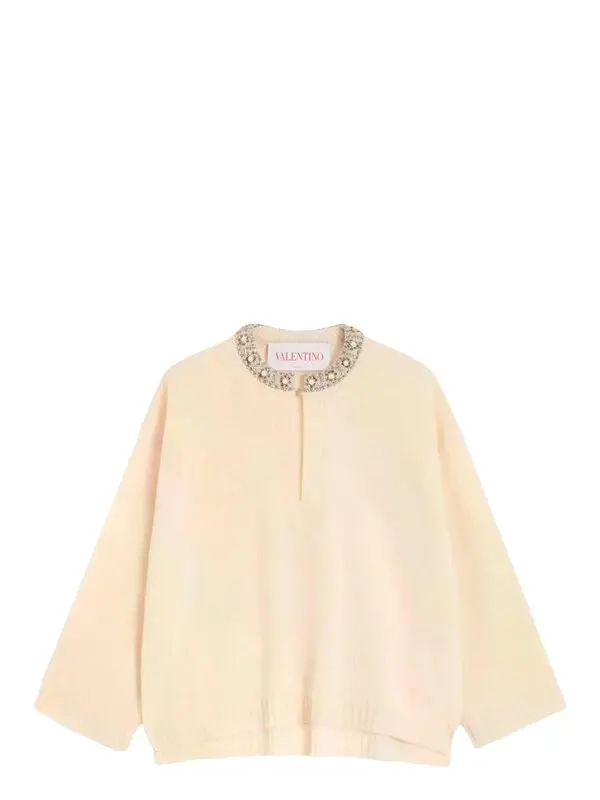 Valentino Garavani Embroidered Virgin Wool Sweater - Neutrals