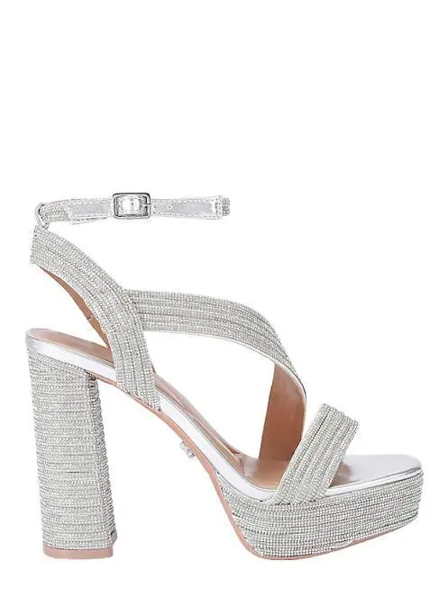 Carvela Gala Jewel-embellished Woven Platform Sandals - Silver