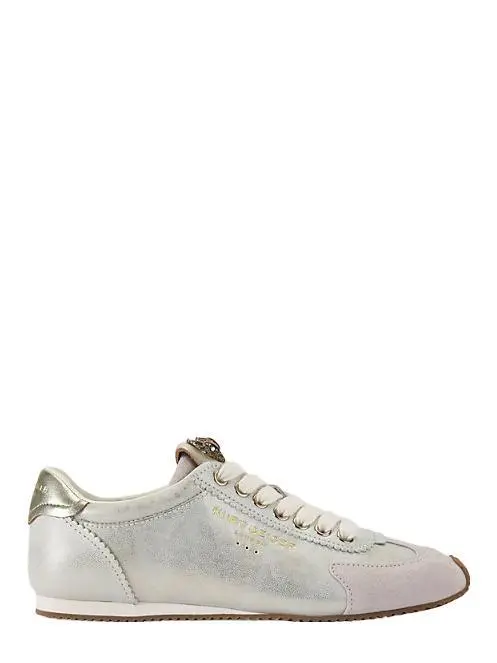 Kurt Geiger Islington Eagle-embellished Metallic-leather Trainers - White/oth