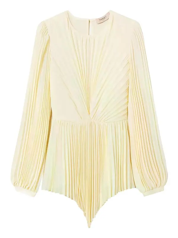 TWINSET Pleated Georgette Blouse - Yellow
