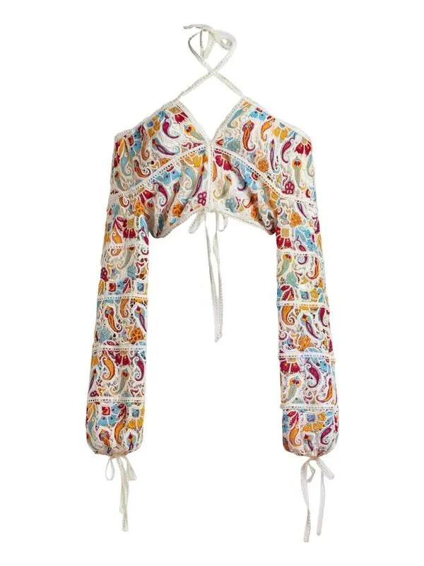 Etro Paisley Macramé Top - White