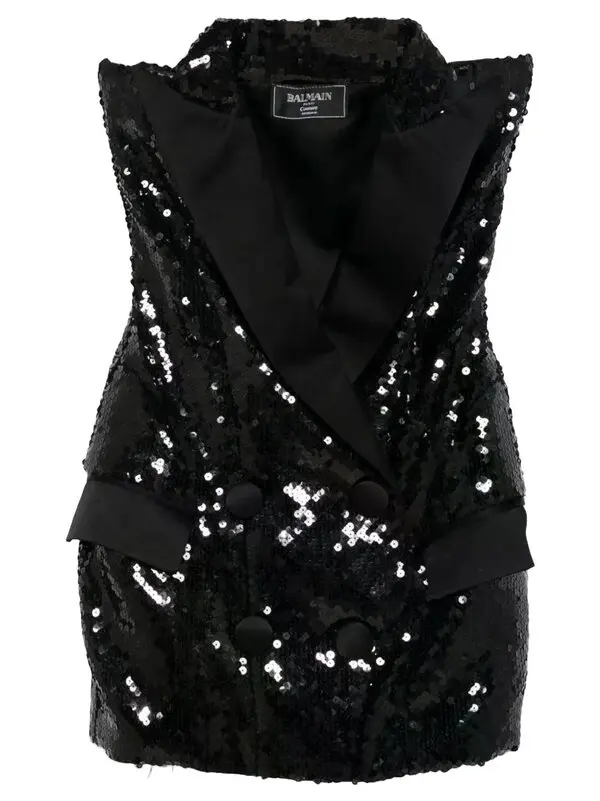 Balmain Sequinned Mini Dress - Black
