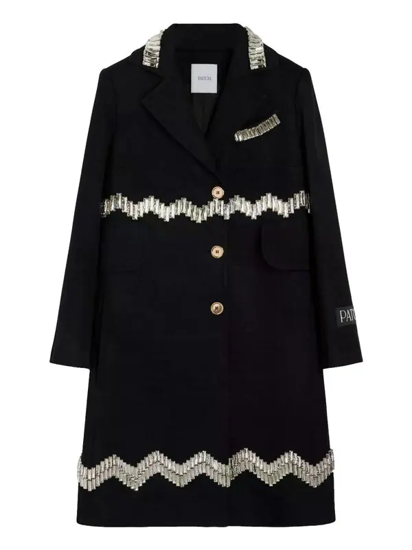 Patou Crystal-embellished Coat - Black