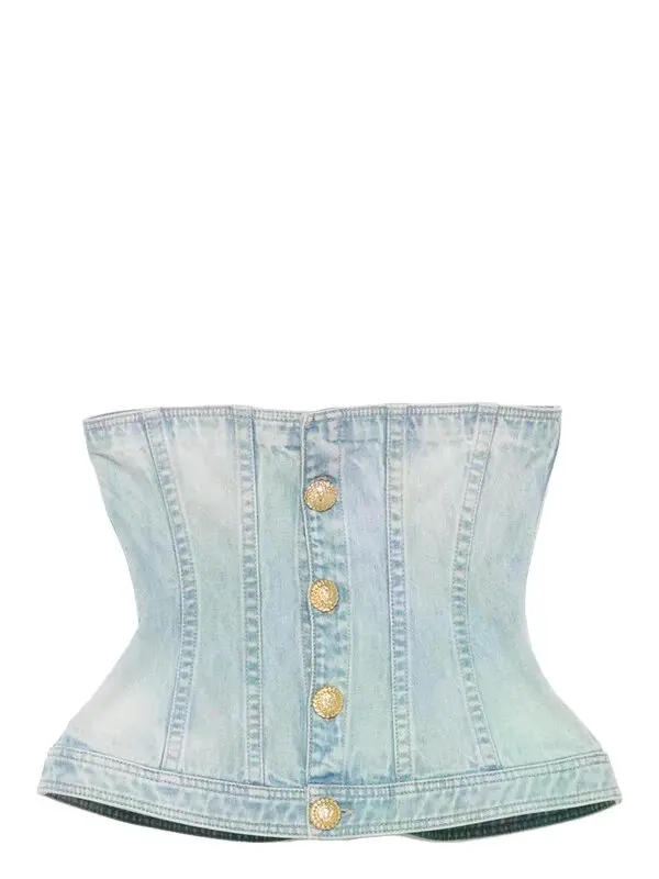 Balmain Denim Corset Top - Blue