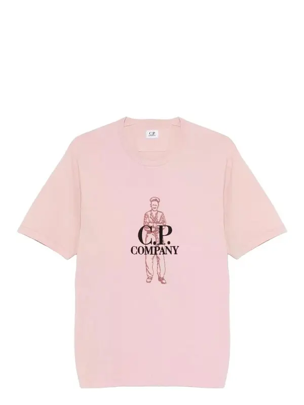 C.P. COMPANY Logo-embroidered T-shirt - Pink