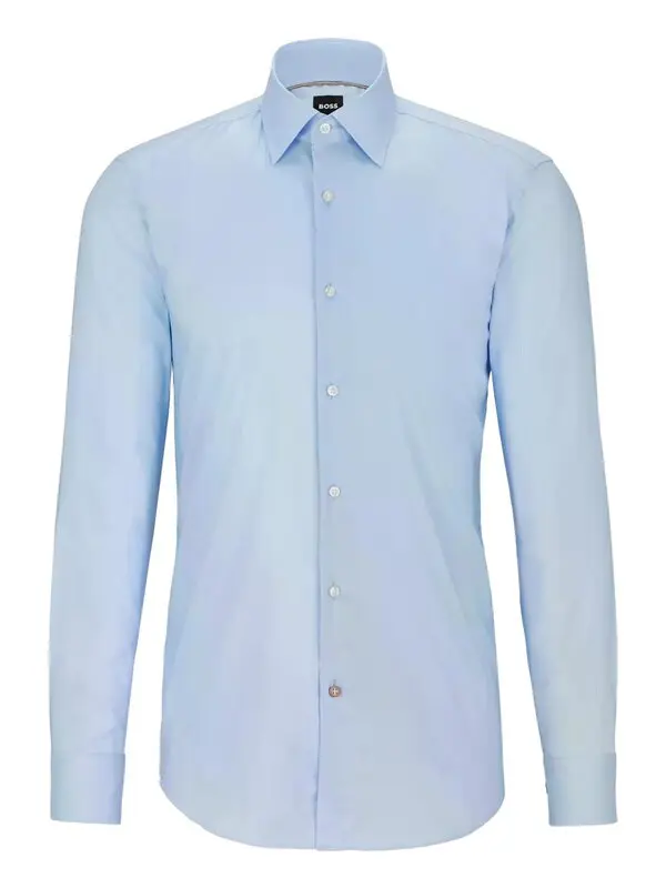 BOSS Long-sleeve Cotton Shirt - Blue