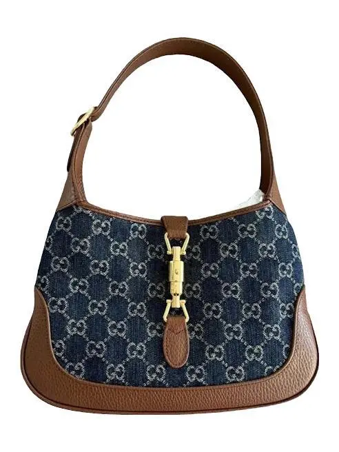 Gucci Jackie 1961 Small Gg Denim Shoulder Bag - Blue/ivory