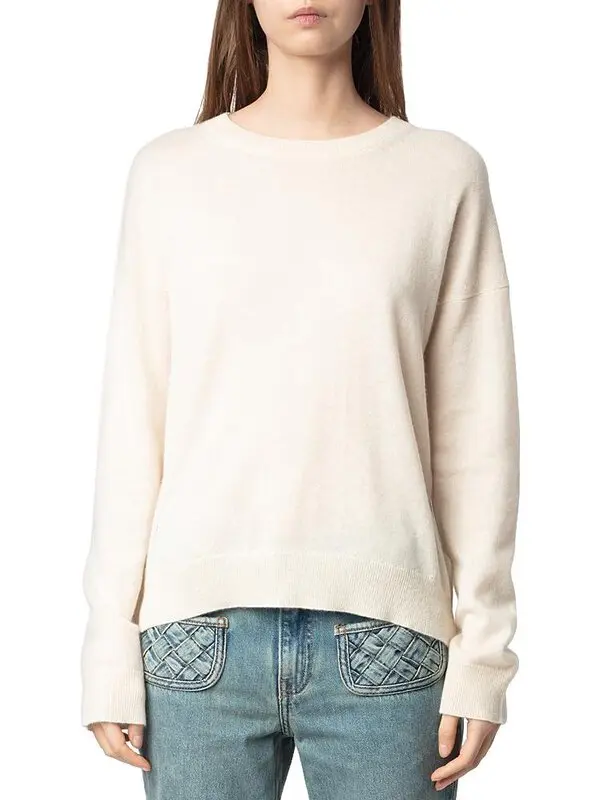 Zadig&Voltaire Cici Star Patch Cashmere Sweater - Ecru