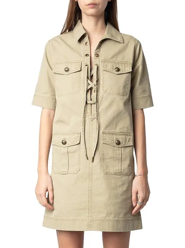 Zadig&Voltaire Record Military Mini Dress - Latte