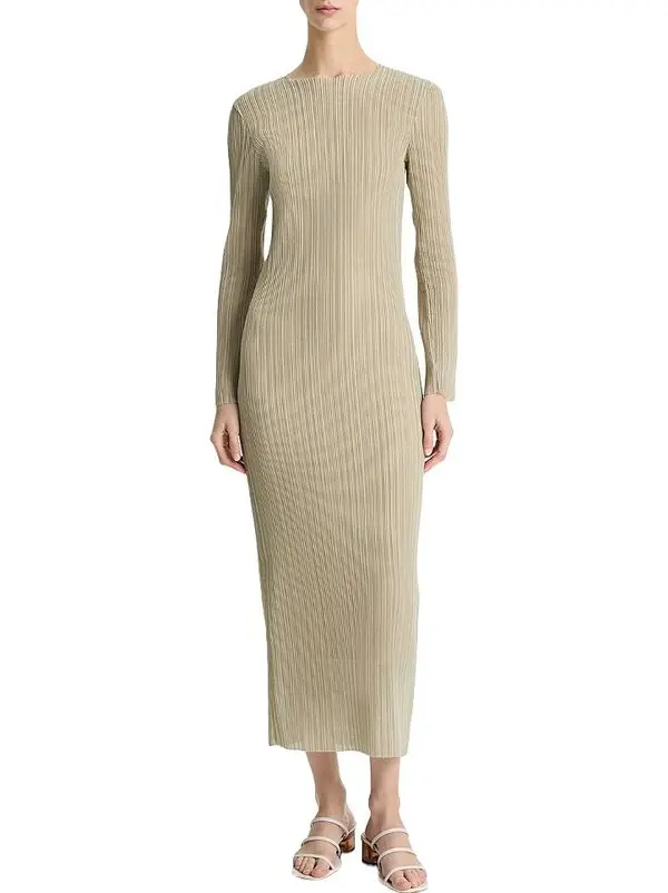 Vince Long Sleeve Round Neck Dress - Dark Jade