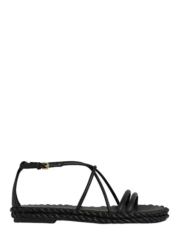 REISS Libby Plait Flat Sandals - Black