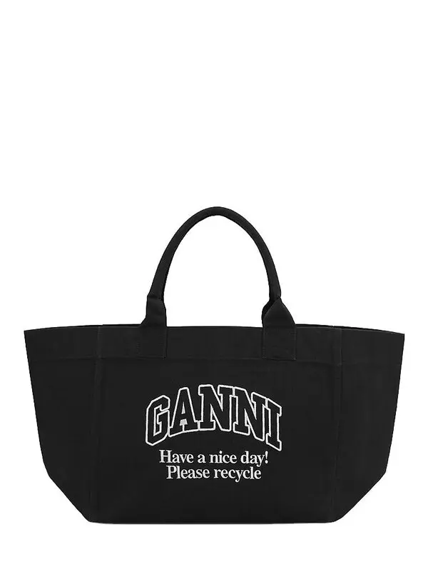 GANNI Contrast Logo Xxl Shopper Tote - Phantom
