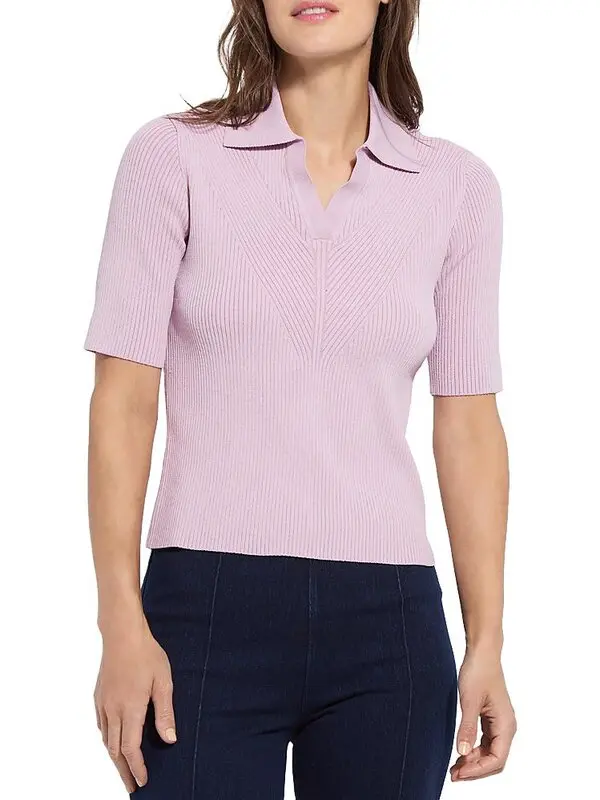 Lyssé Kenzie Rib Knit Polo - Rose Shadow