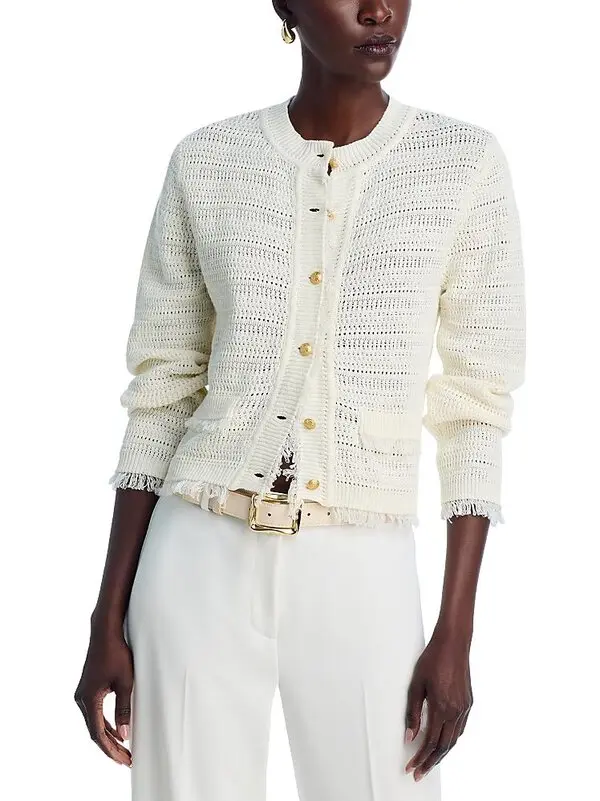 Kobi Halperin Taza Crewneck Cardigan Sweater - Ivory