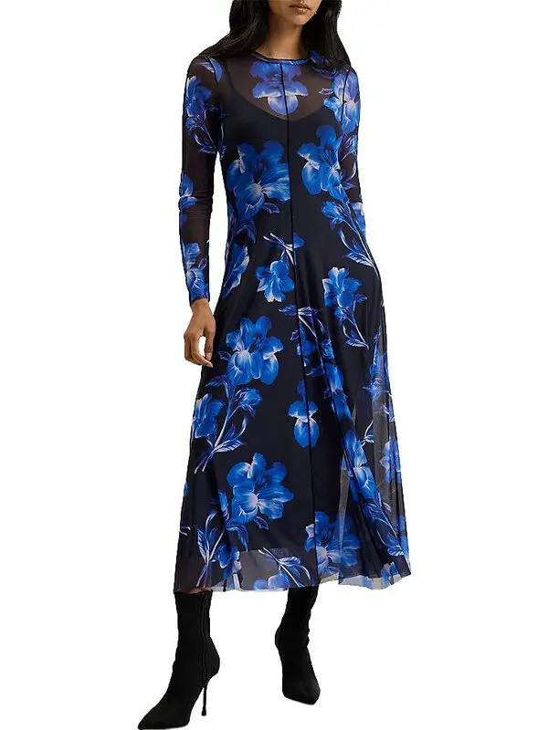 Ted Baker London Rozeen Mesh Printed Dress - Blue